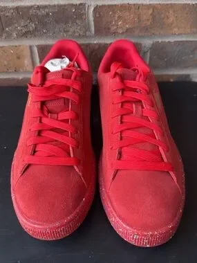 Puma | Shoes | Puma Red Suede Sneakers With Speckled Midsole New Wout ...